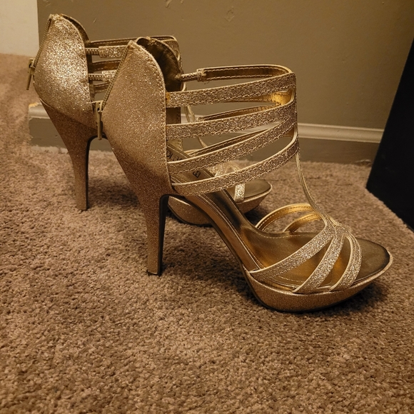 Brash | Shoes | Gold Open Toe Pumps | Poshmark